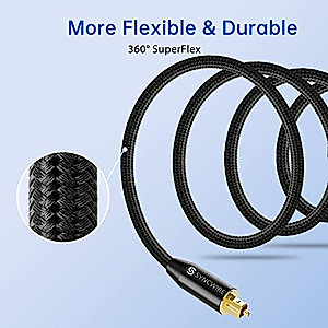 Syncwire Digital Optical Audio Cable 10 Feet, [24K Gold-Plated, Durable Nylon] Fiber Optic Toslink Cord Compatible with Sound Bar, Home Theater, TV, Playstation, Samsung Black