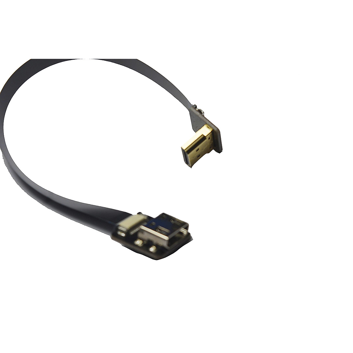 Short Flat Slim Thin HDMI FFC FPV HDMI Cable Standard HDMI Female Plug to Standard HDMI Male 90 Degree Compatible with RED blackmagic BMCC Sony FS7 Canon C300 Black 10cm