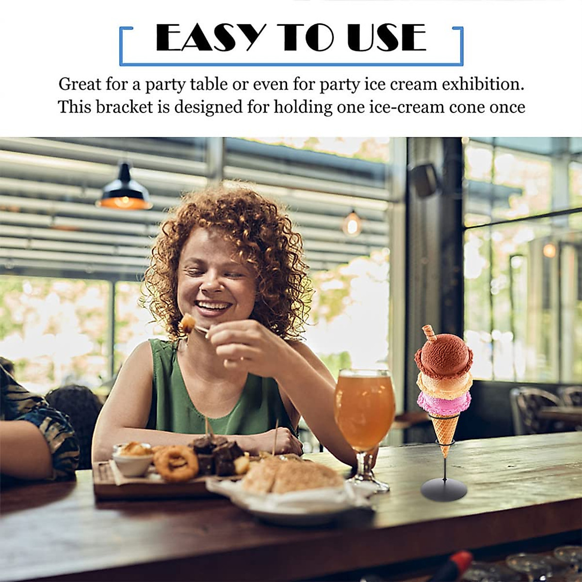 Operitacx 3Pcs Ice Cream Cone Holder Iron Popsicle Display Stand Egg Cone Holder Racks Waffle Cones Holder DIY Baking Rack Food Serving Rack