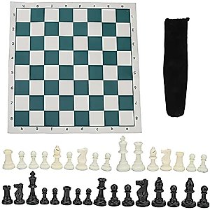 HERCHR Roll Up Chess Set, 32 Tournament Chess with Chess Board and Storage Bag Combo
