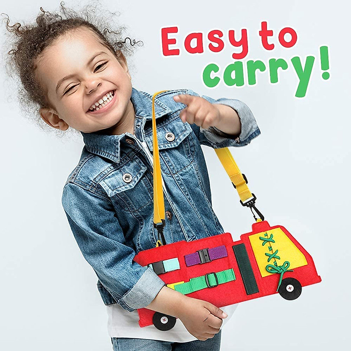 Busy Board, Montessori Toddler Activity Board, Sensory Board for Learning Fine Motor Skills, Car Ride Activities for Toddlers, Travel Toys for Plane, Valentines Gift for Kids, Birthday Gifts