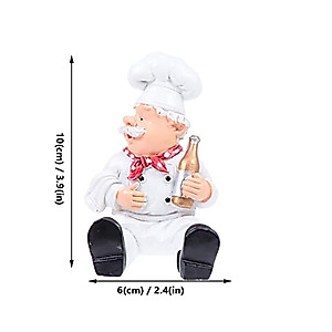 French Chef Figurine Wall Hook: Decorative Wall Mount Rack Hook Hanger 2Pcs Bakery Chef Statue Fat Chef Wall Art Decor for Kitchen Restaurant Bathroom