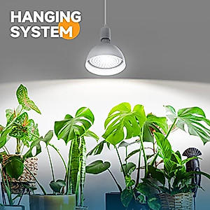 Barrina LED Grow Light Bulb with Timing and Hanging System, 25W Full Spectrum, 4H/9H/14H Timer, Hanging Grow Lights for Indoor Plants with 16.4FT Power Cord, Plug in Pendant Light for Plants