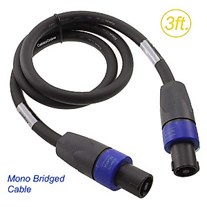 CablesOnline, 3ft. Mono-Bridged Speaker/Amplifier 12AWG Cable with Neutrik® Speakon 4-Pole Male to Male Connectors, (1+/1+ and 2+/1-), SK-MB403