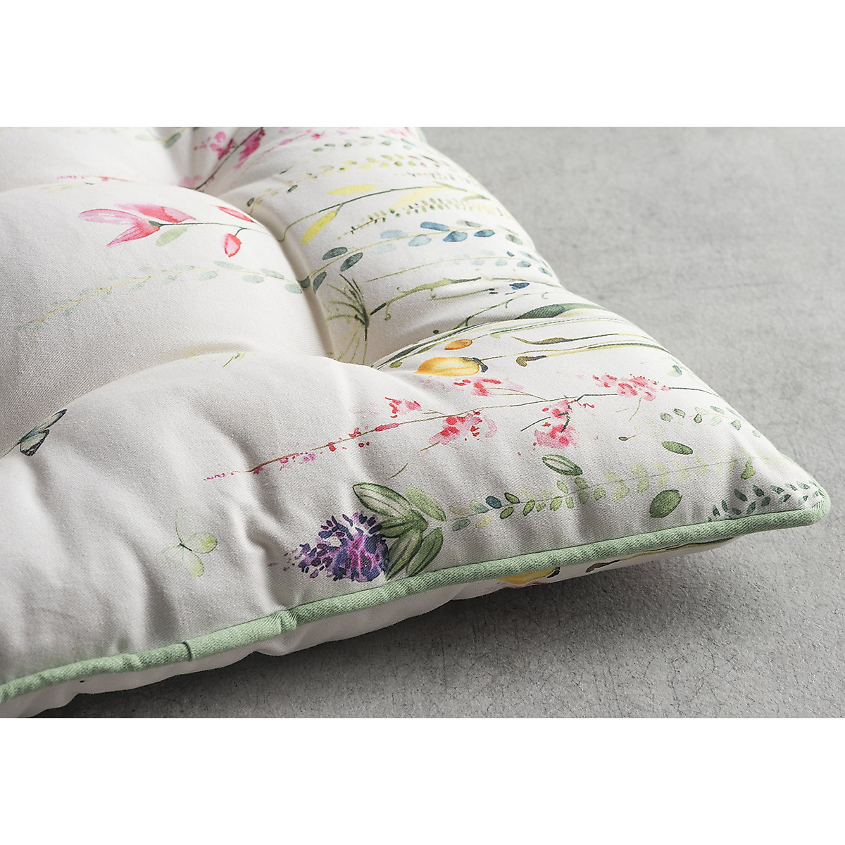 Maison d' Hermine Chairpads 100% Cotton Set of 2 Polyester Filling Cushion/Pillow Decorative Chair Pads with Ties for Kitchen, Party, Home & Camping, Botanical Fresh, Placed - Spring/Summer (16"x16")