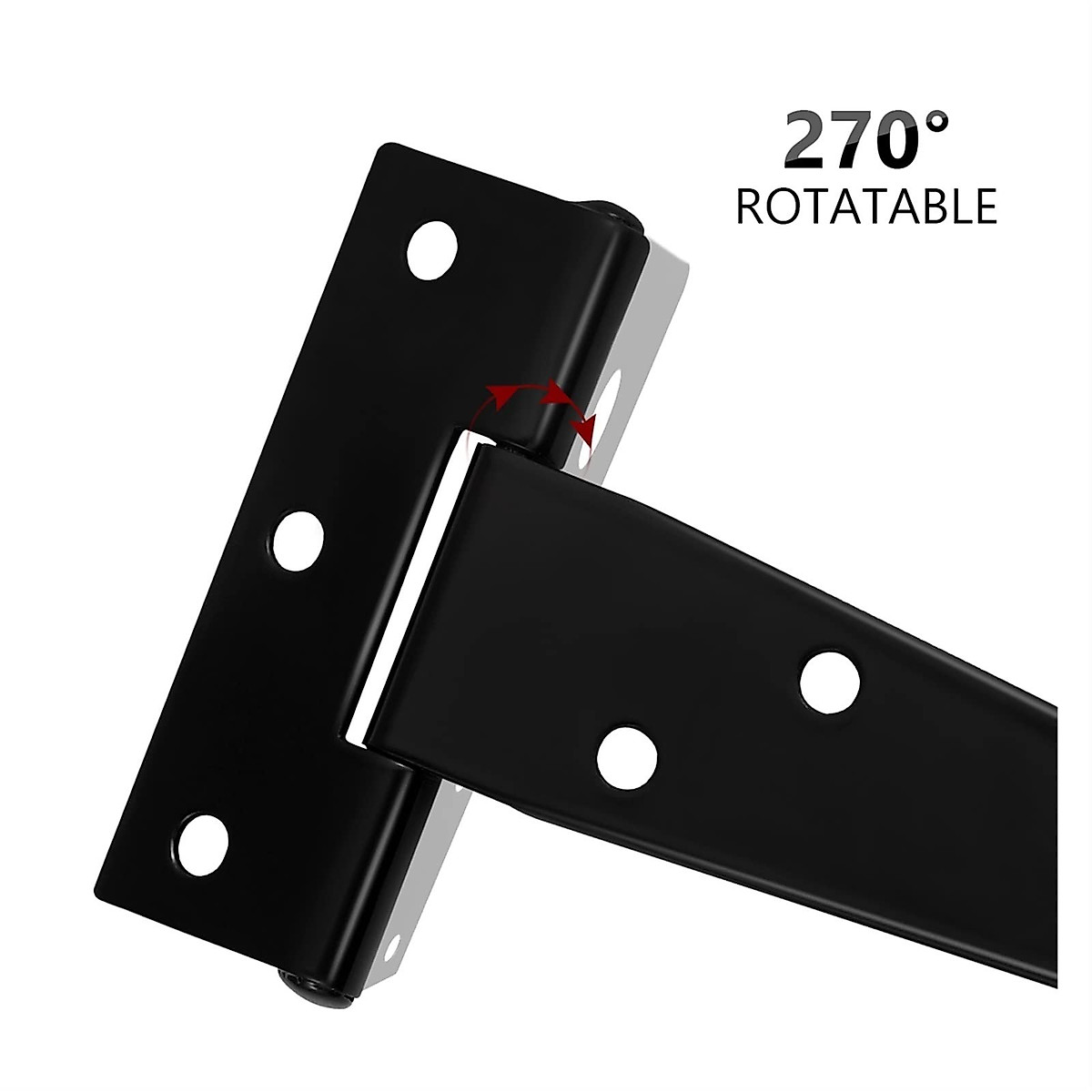 Heavy Duty Hinge,Long Strap T Hinge, 6 X 5 Inch Heavy Duty Hinges Black Iron T-Shaped Triangle Hinges Shed Wood Fence Door Hinges Hardware