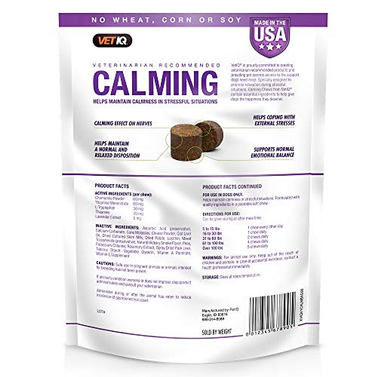 VetIQ Calming Support Supplement for Dogs, Anxiety Supplement Soft Chews,1 Count (Pack of 90)