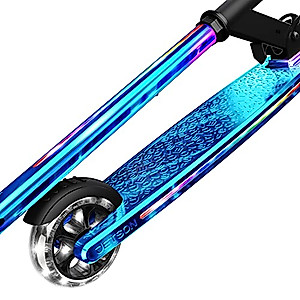Jetson Scooters - Mars Kick Scooter (Iridescent) - Collapsible Portable Kids Push Scooter - Lightweight Folding Design with High Visibility RGB Light Up LEDs on Wheels and Deck