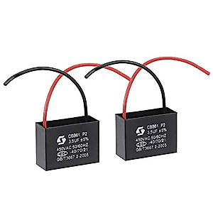 uxcell Ceiling Fan Capacitor CBB61 3.5uF 450V AC 2 Wires Metallized Polypropylene Film Capacitor 43x31x18mm for Electric Fan Pump Motor Generator 2Pcs