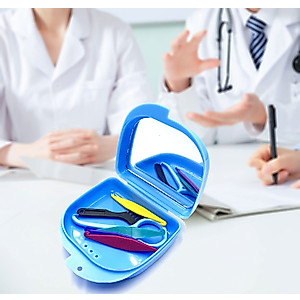 HRASY Oral Care Disassembly Kit/7pcs Including 1 Retainer Case With Mirror and Vent Holes | 1 Aligner Remover Tool | 4 Elastic Rubber Bands Placers | 1 Cleaning Brush (Blue)