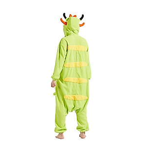 DELEY Adult Green Caterpillar Onesie, Halloween Cosplay Costume Unisex Animal Pajamas Homewear Sleepwear Jumpsuit