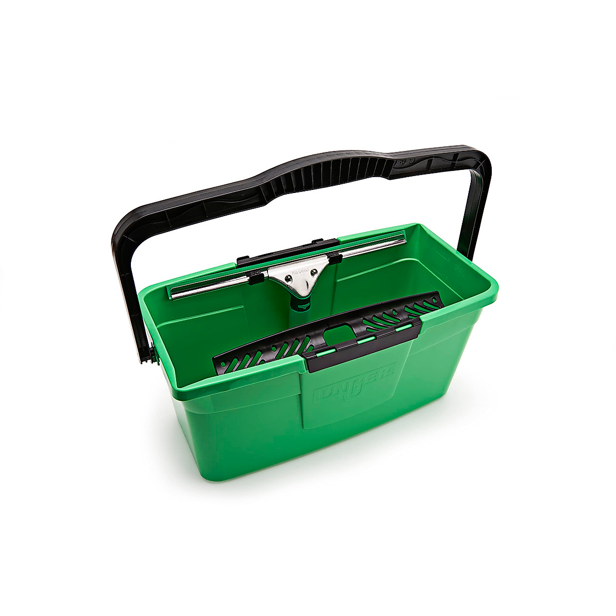 Unger QB12B Bucket 12 litres for Washers up to 35 cm Wide with Litre Scale Including Strainer as Shelf Rectangular Shape