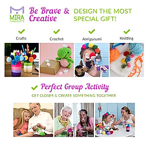 Premium Crochet Yarn Kit | 40 Colorful Acrylic Yarns (875 Yards), All Crocheting and Knitting Supplies for Yarn Crafts, and Books for Design Inspirations | Ideal Starter Set for Beginners and Adults