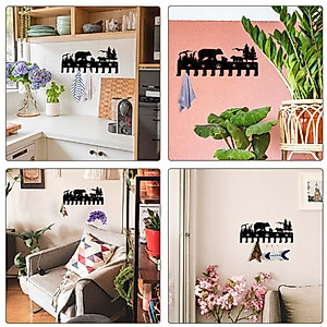 SUPERDANT Bears Metal Key Holder Forest Animal Decorative 10 Hook Key Rack Organizer Wall Mounted Rack Hooks Trees Kitchen Decor Personalized Key Hanger for Farmhouse Wall Front Door