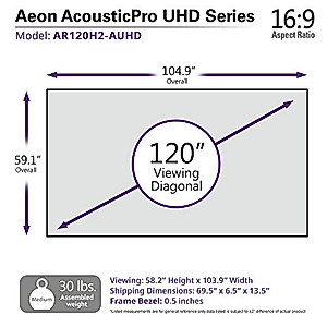 Elite Screens Aeon AUHD Series, 120-inch 16:9, 4K Home Theater Fixed Frame EDGE FREE Borderless Projection Sound Transparent Perforated Weave Projector Screen, AR120H2-AUHD