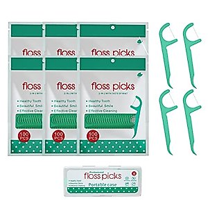 Mint Dental Floss Picks,Tooth Picks Flossers for Adults，600 Count with a Portable Travel Cases Floss