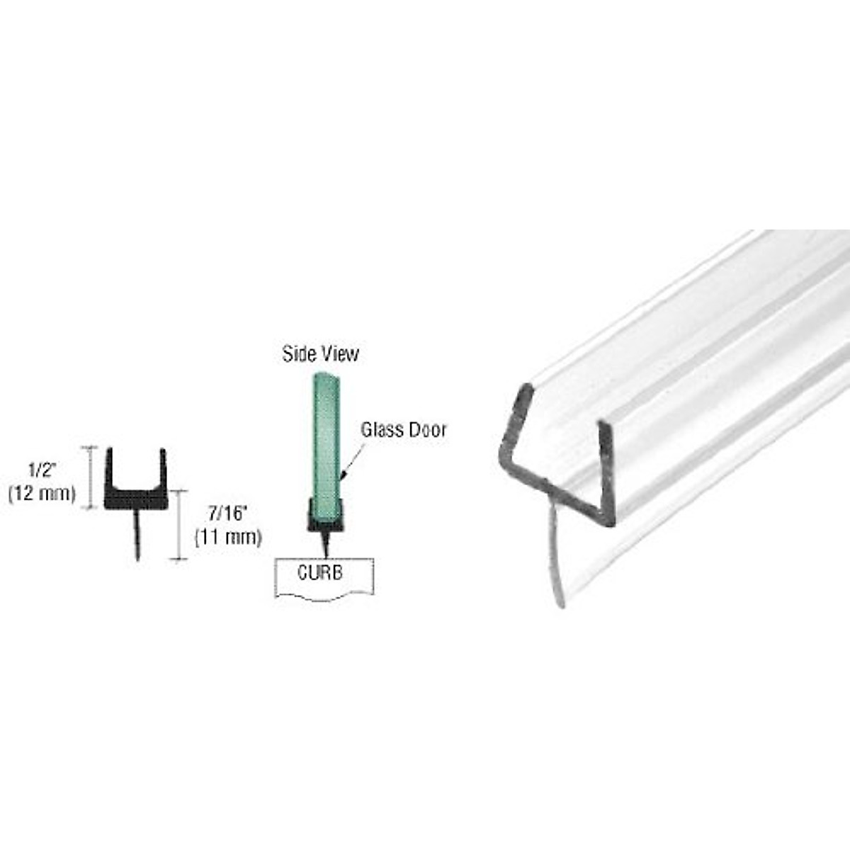 CRL Co-Extruded Clear Bottom Wipe with Drip Rail for 1/4" Glass - 31 in long