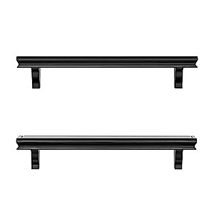 Danya B. Decorative 24" Floating Wall Décor Display Ledge Shelves – (Set of 2) (Black)