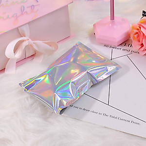Markeny 200 Pack Rainbow Mylar Zip Lock Bags Aluminum Foil Bags Durable Double-Sided Metallic Foil Mylar Flat Mini Ziplock Bag