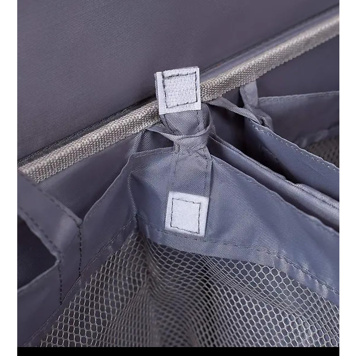 Double Laundry Hamper with Removable Lid and Two Removable Mesh Bags with Sturdy Construction in Elegant Gray Linen