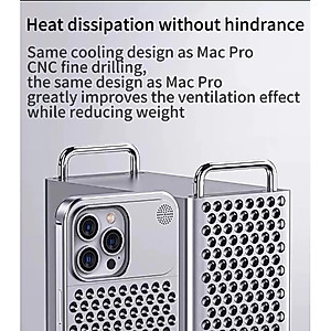 Icesoore Metal Vent Premium Aluminum Alloy for iPhone Case, Bdesktop Design Shop | Aromatherapy Phone Case Aluminum Alloy Anti-Fall Heat Dissipation Bezel Slim Case (for iPhone 14 Pro, Gray)