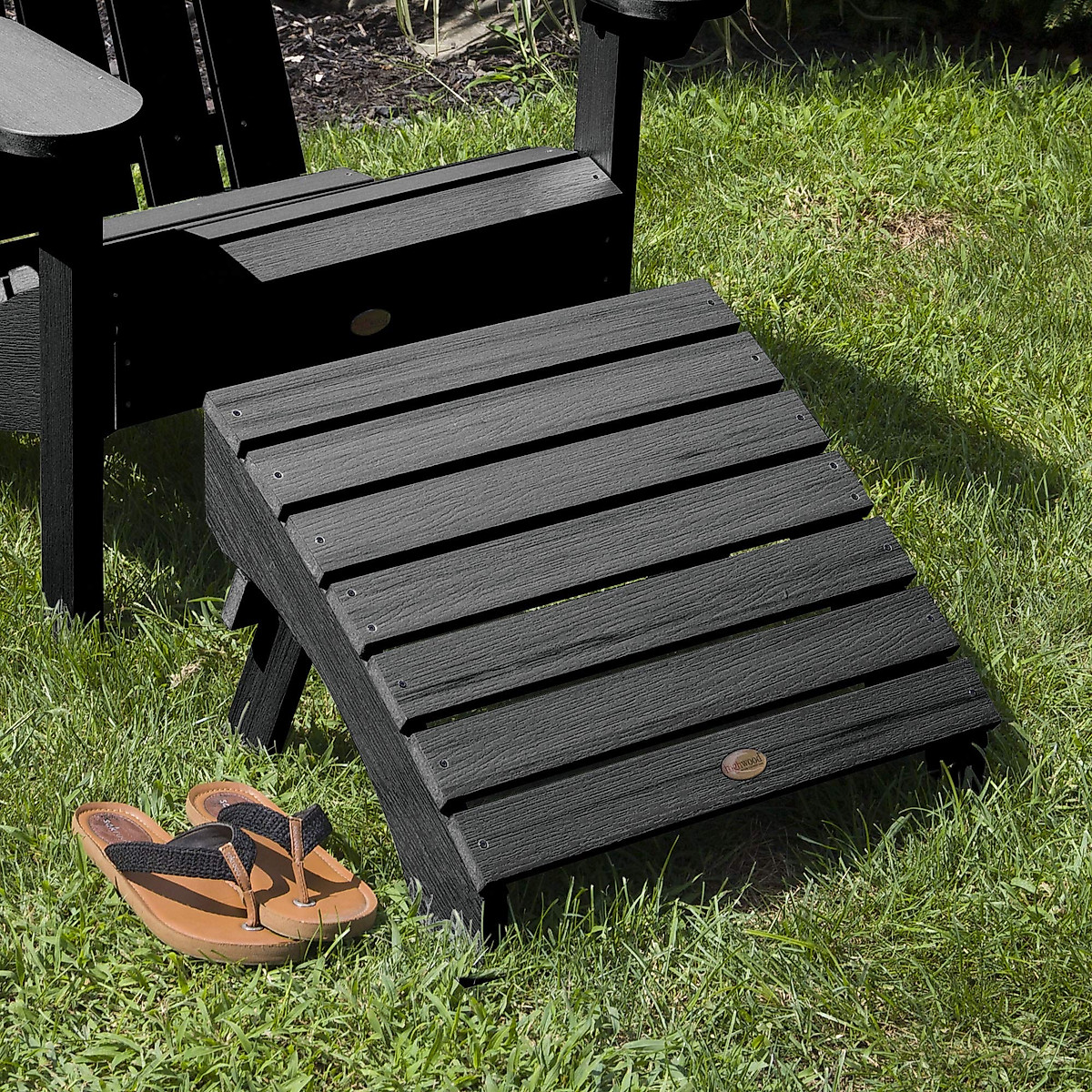 highwood AD-OTL1-BKE Adirondack Folding Ottoman, Black 19W x 20D x 13H in.