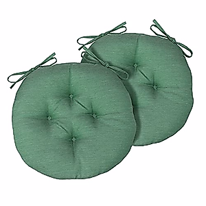 COZPLEN Outdoor Round Bistro Chair Cushions, 15 inch Round Seat Cushions for Outdoor Patio Chairs, Set of 2, Deep Green