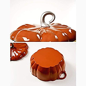 MYYINGBIN Orange Pumpkin Enamel Cast Iron Pot with Non-Stick Coating, Versatile Saucepan with Lid, Easy to Clean Casserole Stewpot, 3.76L