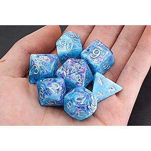 3DEGOS Blue Butterfly DND Dice Set for Dungeons and Dragons Gifts, D&D, D and D, Pathfinder, Accessories, D20, Polyhedral, Resin Dice, Metal, Dice Tray, Tower, Bag, Box