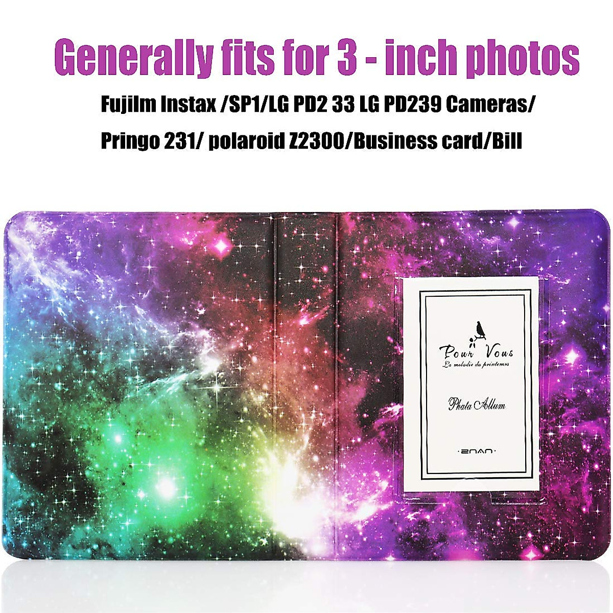 BigTrend 2x3 Inch Photo Paper Film Album Set for Fujifilm Instax Mini Camera, Polaroid Snap, Z2300, SocialMatic Instant Cameras & Zip Instant Printer (Starry sky-4, 64 Pockets)