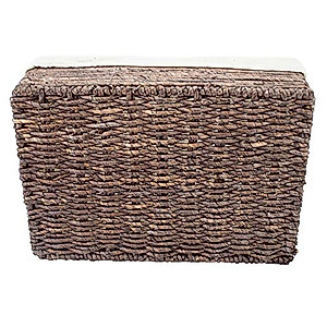 Storage Basket, Natural Corn Husk Rectangular Bins, Arts and Crafts. (Brown, Large)