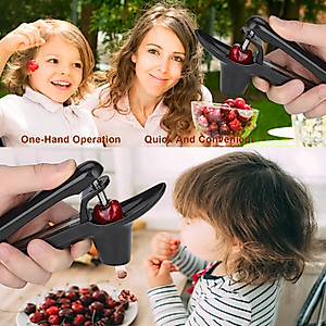 Cherry Pitter - Heavy-Duty Stainless Steel Olive and Cherry Pitters Corer Tool with Space-Saving Lock Design, Multi-Function Cherries Stoner Seed Remover Tool for Making Cherry Jam (Black)