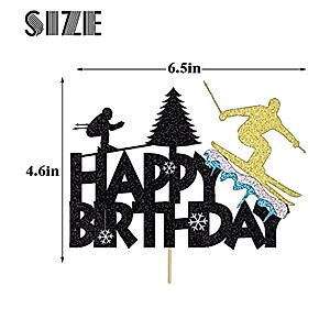 BIABISD Snow ski cake topper Ski lovers birthday theme decoration Ski sports theme birthday party decoration