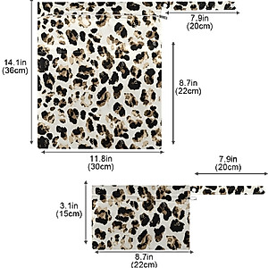 visesunny Leopard Cheetah Skin Tie Dye Pattern 2Pcs Wet Bag with Zippered Pockets Washable Reusable Roomy for Travel,Beach,Pool,Daycare,Stroller,Diapers,Dirty Gym Clothes, Wet Swimsuits, Toiletries