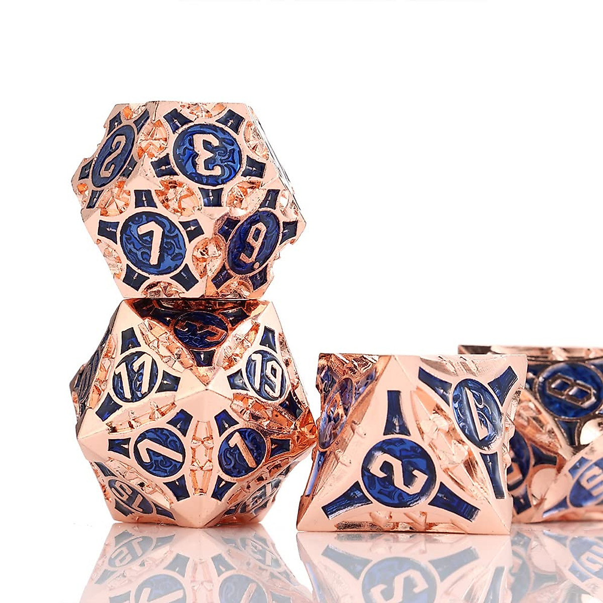 Polyhedral Metal Dice Set,7Pcs Dices D4 D6 D8 D10 D12 D20 Sets,for Board Game,Dungeons and Dragons,DND,Role Playing Games (A02)