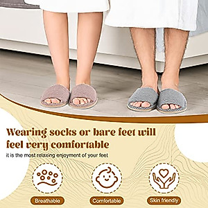 8 Pairs Disposable House Slipper for Guests Open Toe Breathable Slippers Spa Slippers Comfortable Indoor Home Slippers (Red, Beige, Navy, Coffee, Pinstripe)