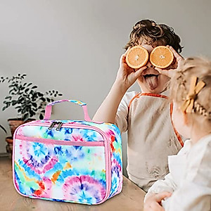 Kids Lunch Box for School Girls Boys Insulated Lunch Bags Reusable Lunch Cooler Tote for Women Work Travel Pinic (Tie-Dye Blue)