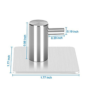 SKEMIX Self Adhesive Hooks,Heavy Duty Wall Hooks Coat Hooks Robe/Towel Hooks, 304 Stainless Steel Brushed Nickel Bathroom Kitchen Organizer (4-Pack)