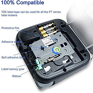 TZe-221 Laminated Label Tape Compatible for BRO TZe221 TZe 221 Black on White 2 Pack 0.35" x 26.2 Feet(9mm x 8m) for P-Touch PT-D200 PT-D210 PT-7600 PT-E300 PT-D400 Label Makers