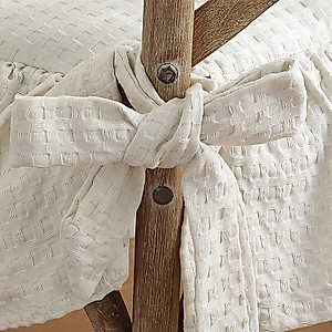 Ruffled Chair Cushions Vintage Chair Pad Elegant Ruffle Edge Chair Seat Cushion Linen Cotton Princess Dining Chair Cushion with Ties for Wedding Party Home Kitchen Decorations