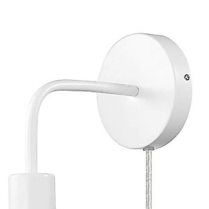 Globe Electric 51489 1-Light Plug-in or Hardwire Wall Sconce, Matte White, 6ft Clear Cord, Inline On/Off Rocker Switch, Wall Lights for Bedroom Plug in, Kitchen Sconces, Wall Lights for Living Room