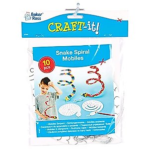 Baker Ross ET287 Spiral Snake Mobiles - Pack of 10, Perfect for Children to Design and Decorate, Ideal for School, Craft Groups, Party Crafting, at Home, White
