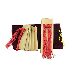 PHYSKOW Chinese Kuaiban Clapper Bamboo Castanets Hand Percussion 1 Pair Traditional Instrument (Yellow)