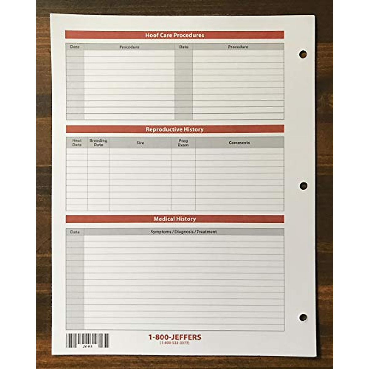 JeffersEquine Horse Health Records Horse Health Chart - 3 Pack