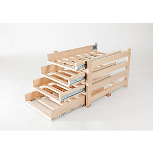 Wine Logic In-Cabinet Sliding Tray Wine Rack, 24-Bottle, Solid Maple Wood, Unstained with Clear Satin Lacquer Finish