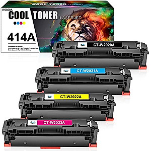 Cool Toner Compatible Toner Cartridge Replacement for HP 414A 414X 414 W2020A Work with Color Pro MFP M479fdw M454dw M454dn M479fdn M479 Laser Printer Ink (Black Cyan Magenta Yellow, 4-Pack)