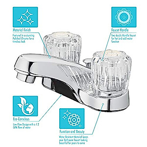 Aqua Vista 10-B421-AV Two Handle Bathroom Sink Faucet, Polished Chrome with Acrylic Round Knobs