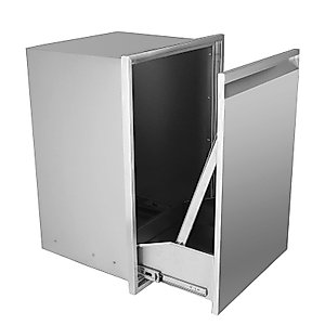 Karpevta Built-in Outdoor Kitchen Trash Drawer W13.6XH26XD19 Inch Outdoor Kitchen Drawers Stainless Steel Flush Mount Roll Out Trash Drawer Storage for Propane Tank or Trash Can