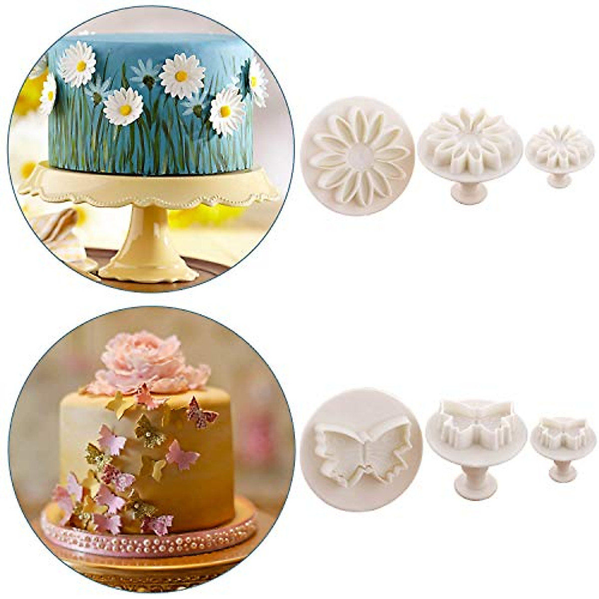 M MOACC Cake Tools 36 Piece Fondant Cake Cookie Plunger Sugarcraft Flower Leaf Butterfly Heart Shape Decorating Mold DIY Icing Plunger Tools
