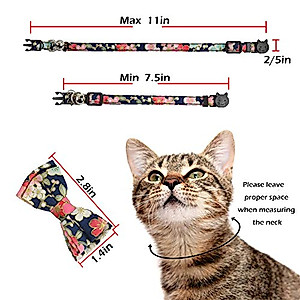 Bowtie Cat Collars Breakaway with Bell, Adjustable Cute Kitty Collars Safety Buckle Kitten Collar for Cat Puppy 7.5-11in (20)